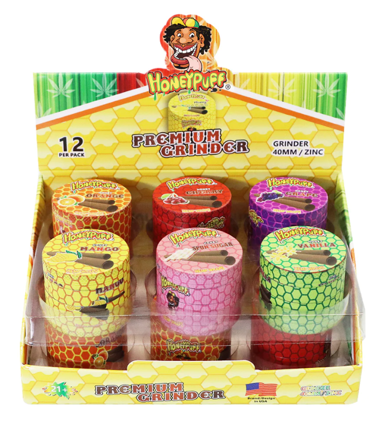 HONEYPUFF 40mm Zinc Metal Smoker Grinder Single Count Herb Grinder ...