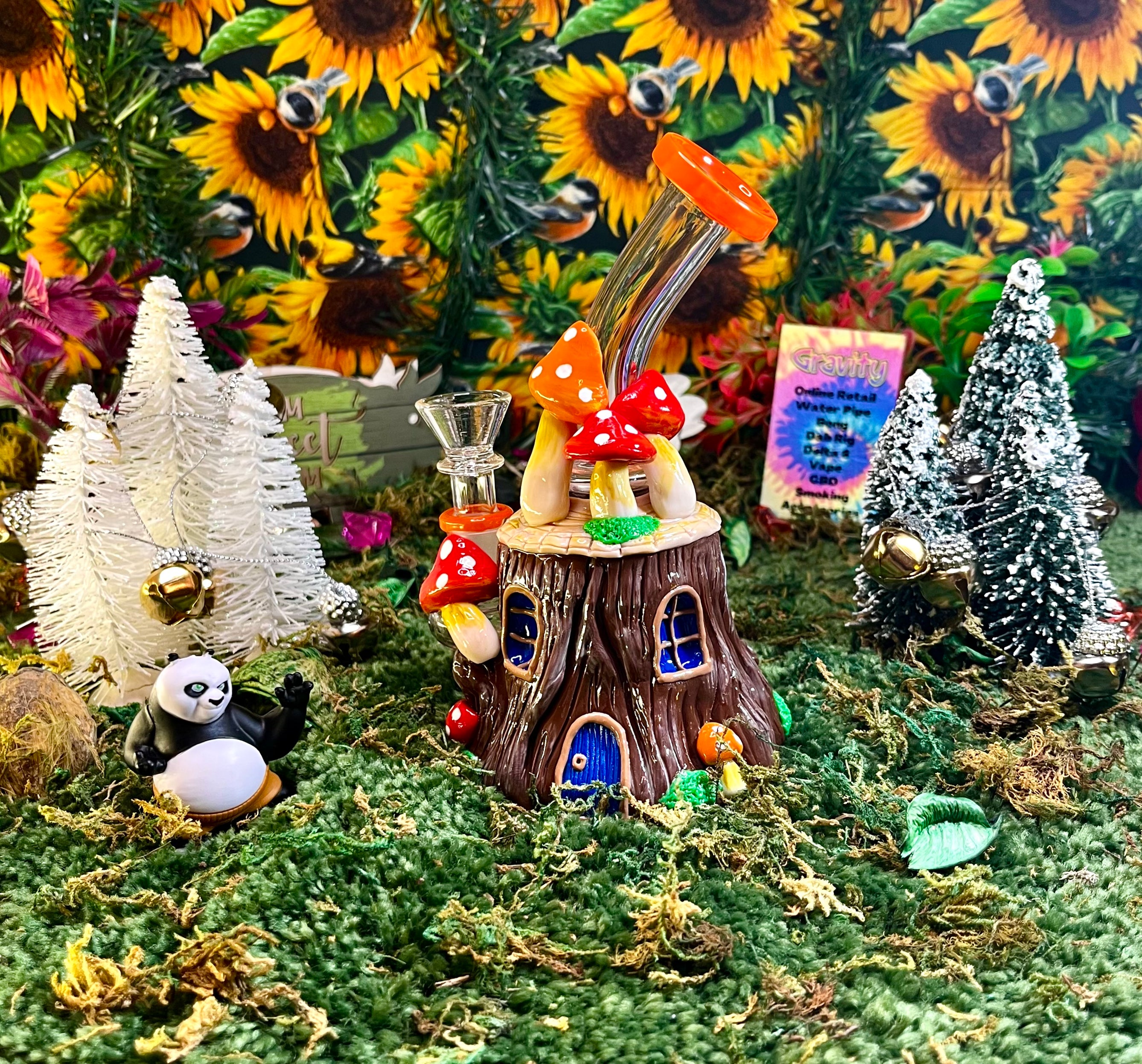 7" Mushroom Treehouse Bong Water Pipe Brown — Gravity Vape And Smoke LLC